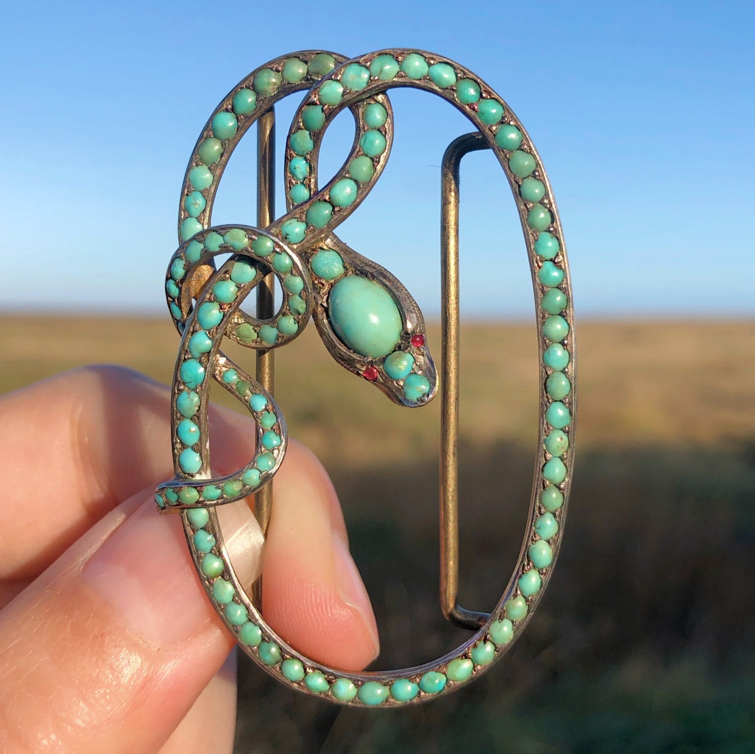 Antique Georgian Victorian Silver Turquoise Snake Buckle – Clarice ...